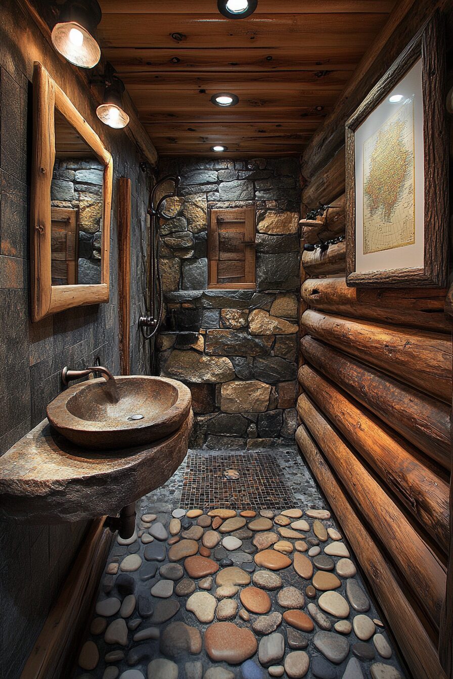 29 Small Log Cabin Interior Bathroom Ideas to Maximize Functionality ...